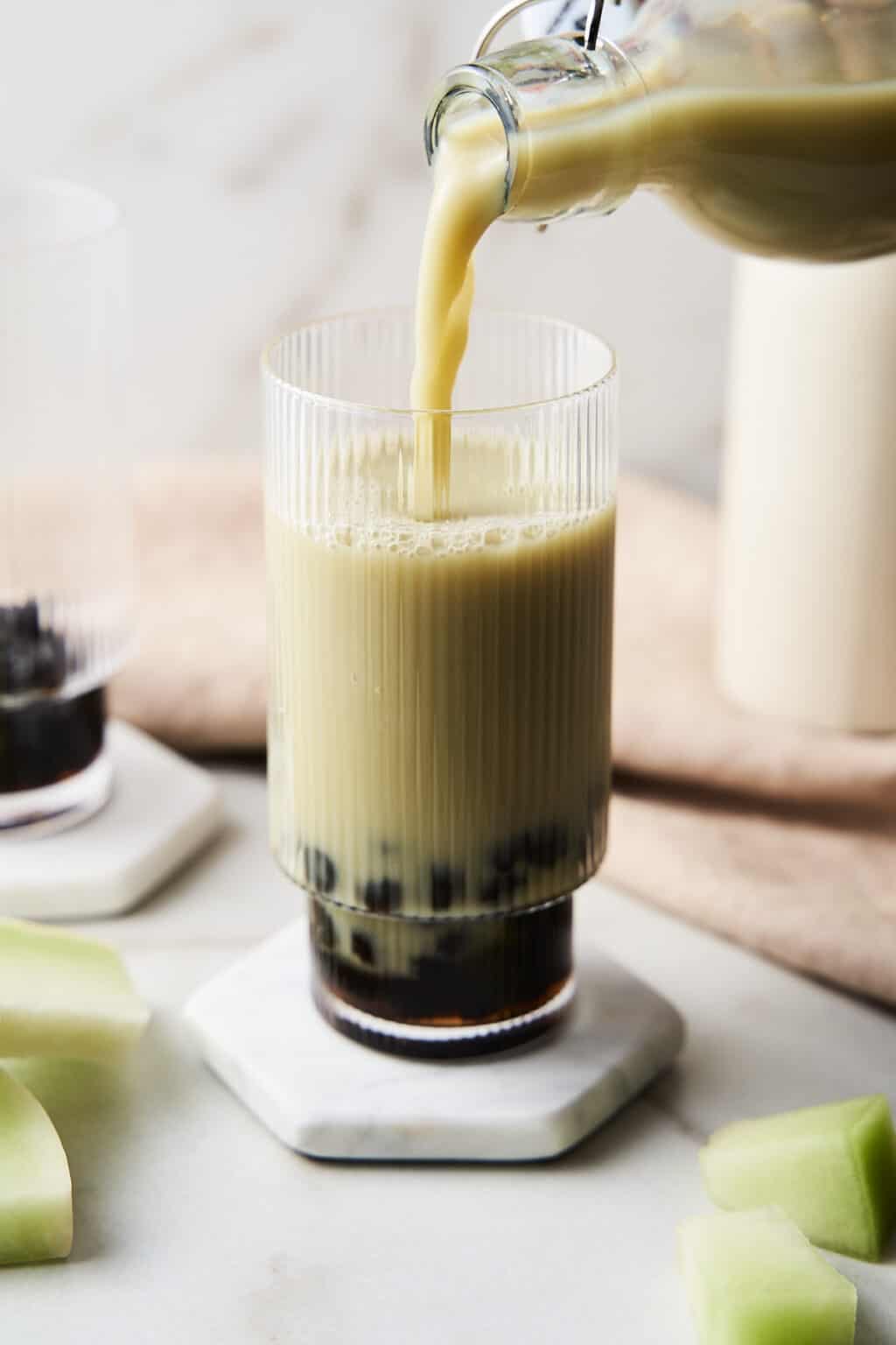 Easy Honeydew Milk Tea (With Boba)